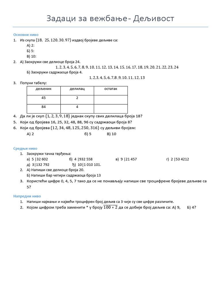 Vezbanje Za Prvi Kontrolni Zadatak 2018 | PDF