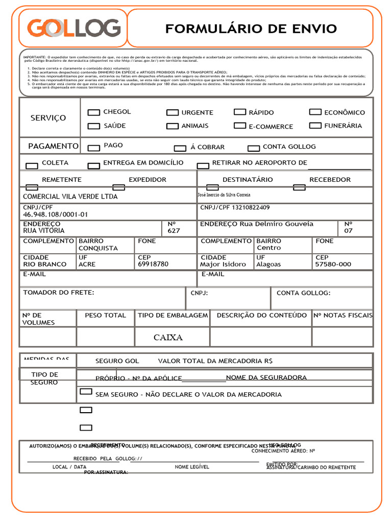 Formulário de Envio | PDF | Seguro