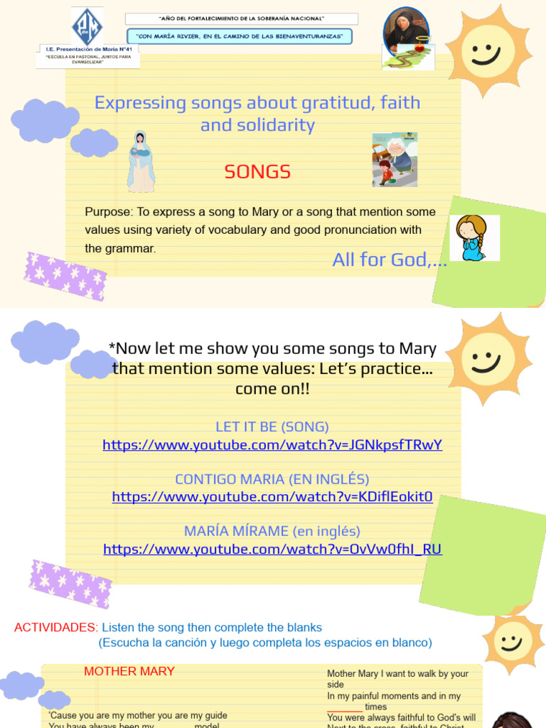 Examples of Songs | PDF | Mary, Mother Of Jesus | Abrahamic Religions