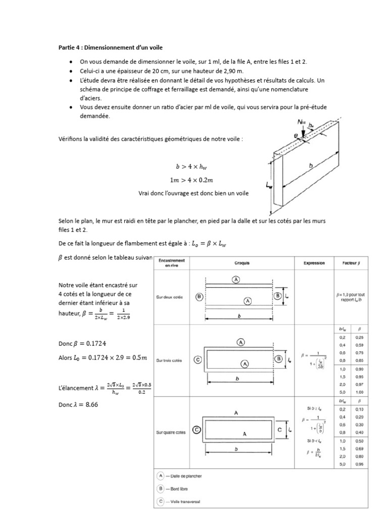 Dimensionnement d'un voile en béton armé | PDF | Ingénierie des ...