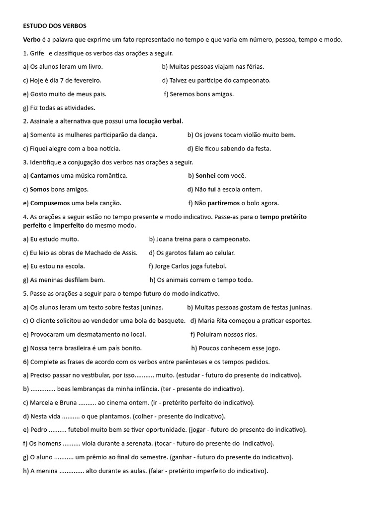 Estudo Dos Verbos Pdf