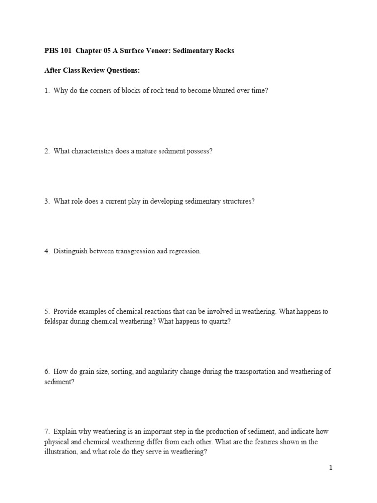 07 Chapter 05 A Surface Veneer Sedimentary Rocks Rocks After Class Questions Download Free Pdf