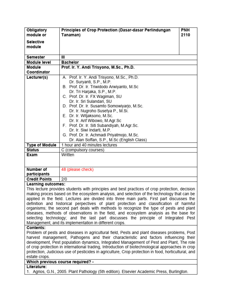 Principles of Crop Protection Module | PDF | Agriculture | Pest (Organism)
