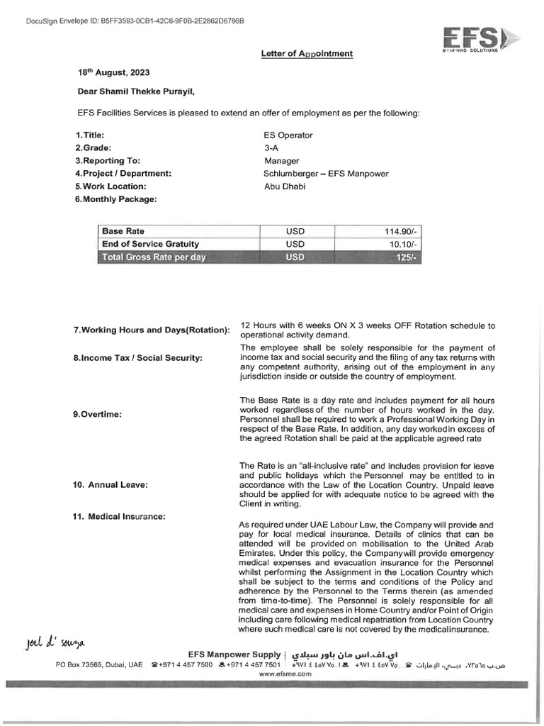 Signed Offer Letter | PDF