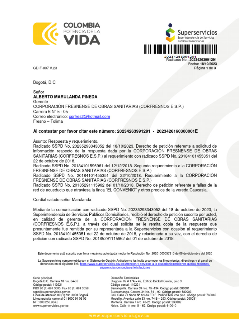 Alberto Marulanda Pineda: Al Contestar Por Favor Citar Este N Úmero ...