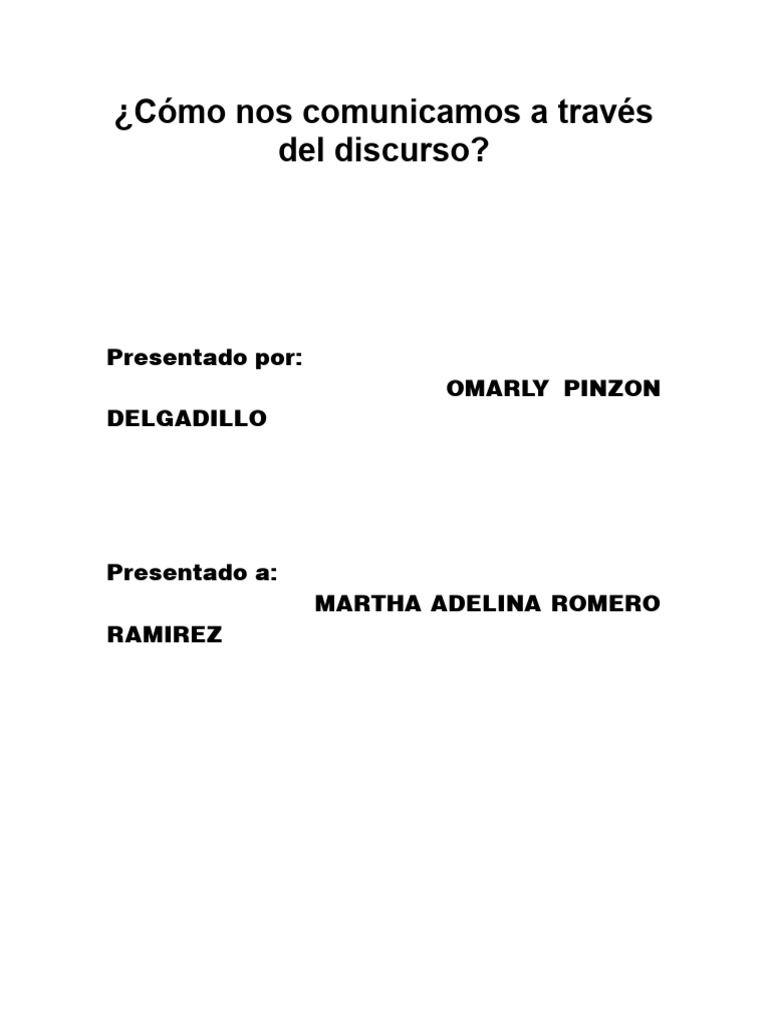 Cómo nos comunicamos a través del discurso | PDF | Comunicación ...