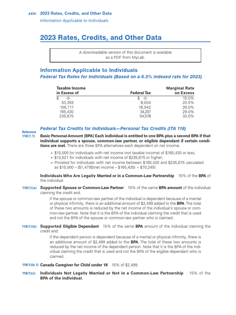 2023 Federal Tax Rates and Credits Guide | PDF | Income Tax In The ...