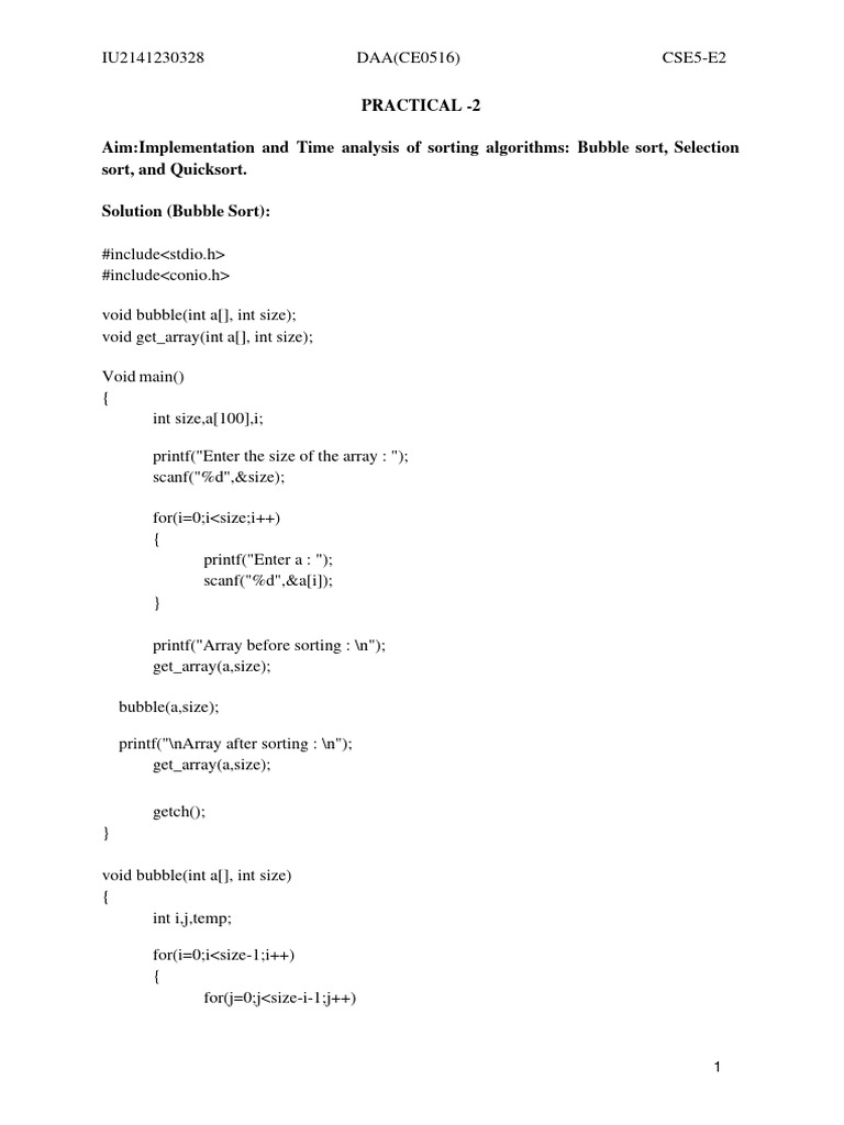 IU2141230328 DAA Prac No 2 | PDF | Algorithms | Computing