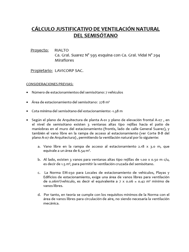 Ventilación Natural en Semisótano RIALTO | PDF | Tecnología
