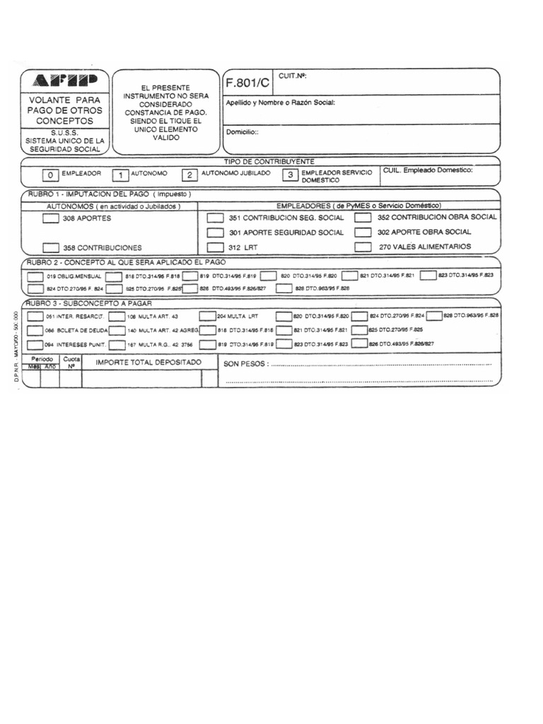 F801C Afip Formulario | PDF