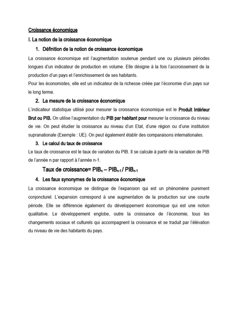 Définition et Mesure de la Croissance Économique | PDF