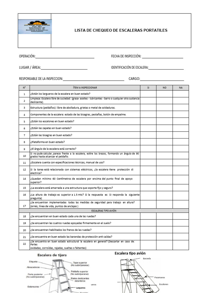 Lista de Chequeo Escalera 2022 | PDF | Escalera