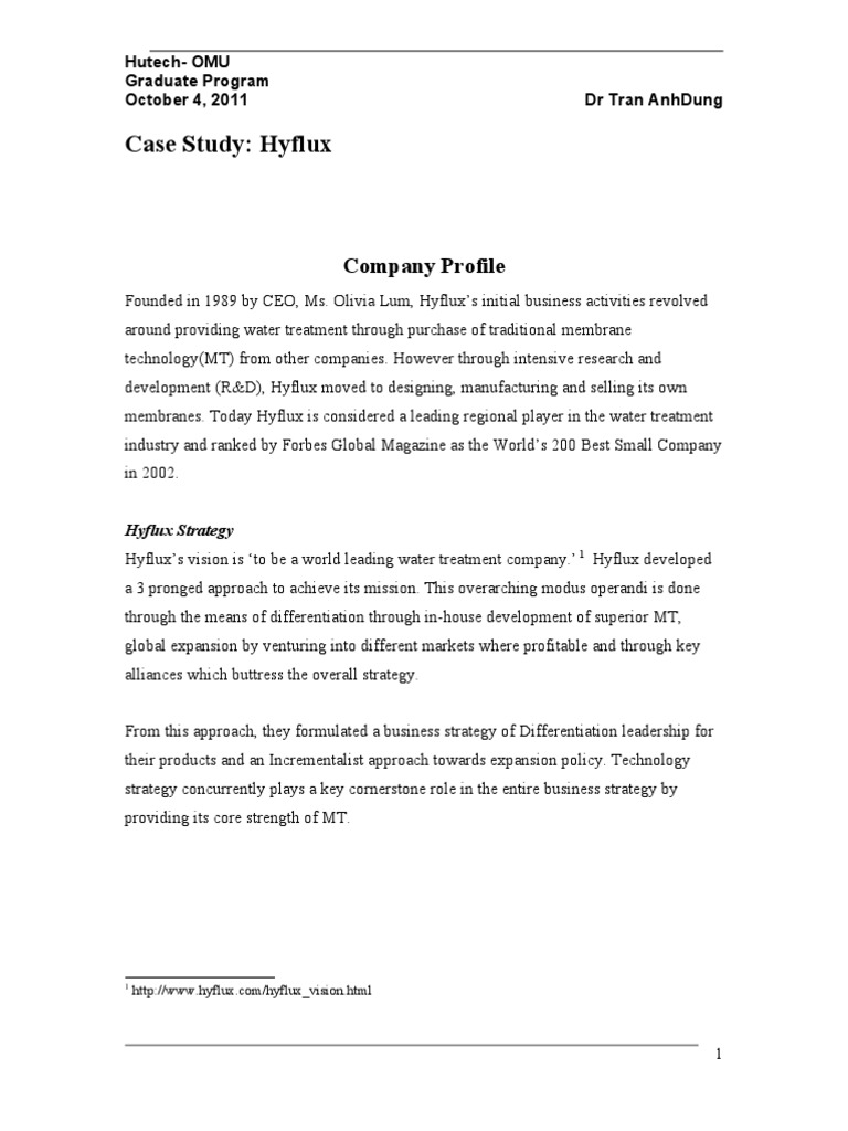 Hyflux's Water Treatment Strategy Analysis | PDF | Strategic Management ...
