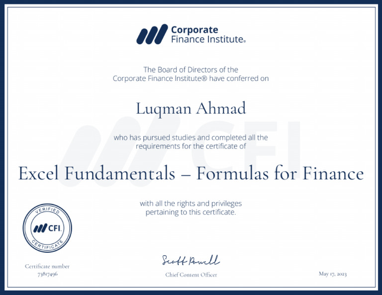Excel Fundamentals - Formulas For Finance | PDF