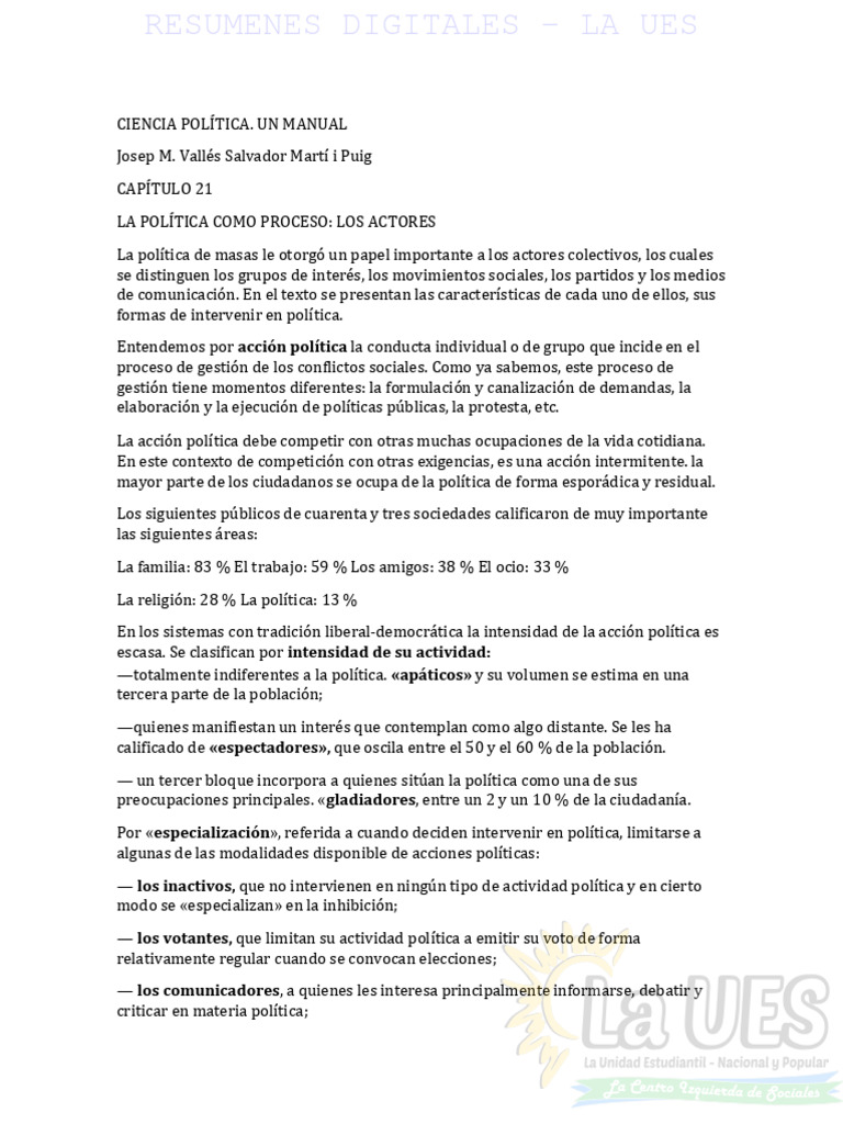 Vallés y Martí I Puig Cap. 21 Resumen | PDF