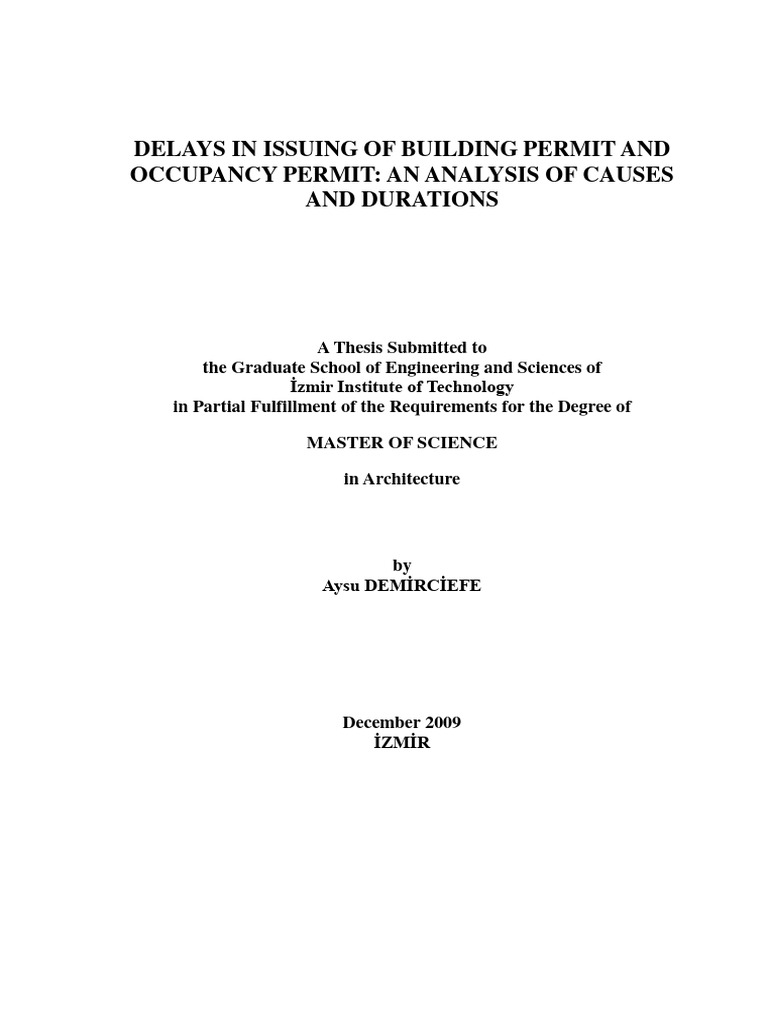 2 Analysis of Permit Delays Causes and Duration | PDF | Architect | Thesis