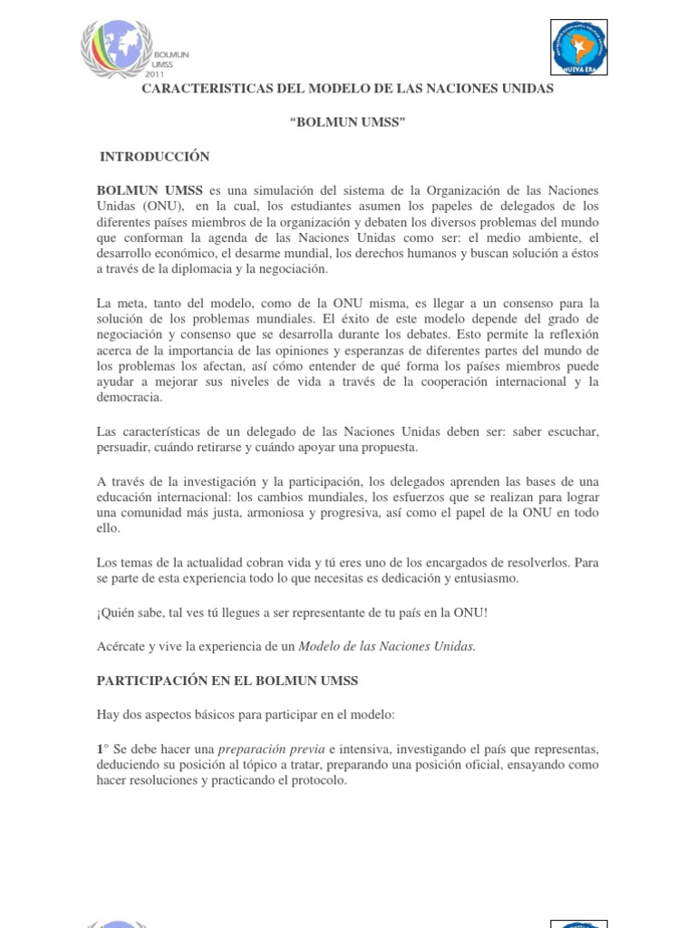 Protocolo Oficial BOLMUN UMSS 2011 | PDF | Uganda | Naciones Unidas