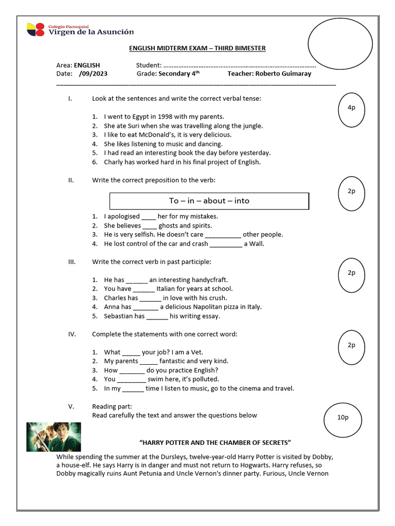 English Midterm Exam Third Bimester | PDF | Mythopoeia | Literary ...