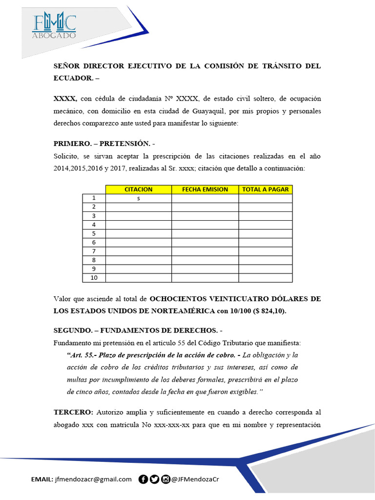 Solicitud de Prescripción de Multas CTE | PDF