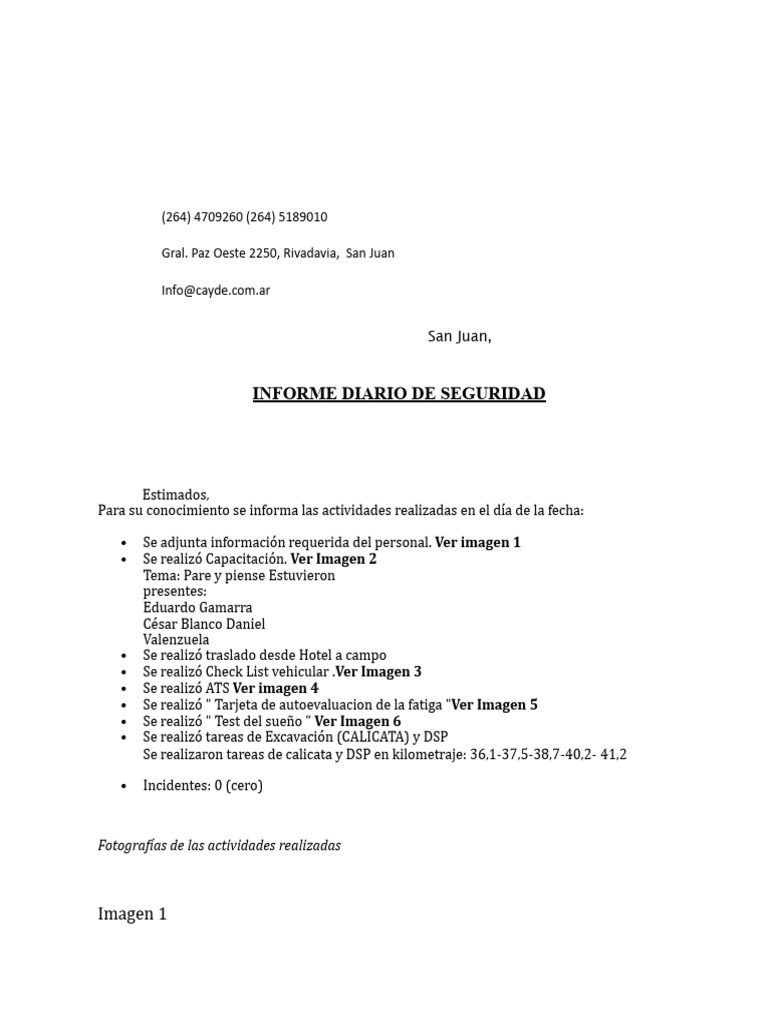 Informe Formato, CAYDE | PDF