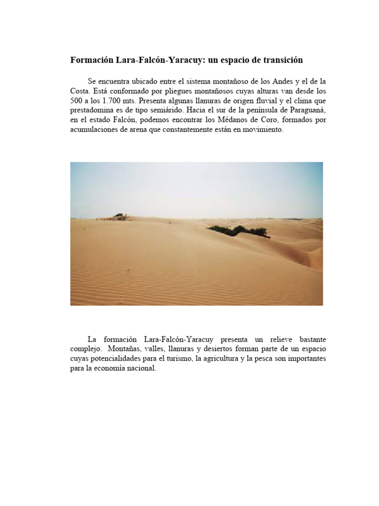 Formación Lara-Falcón-Yaracuy: Relieve y Potencial | PDF | Viajes y ...