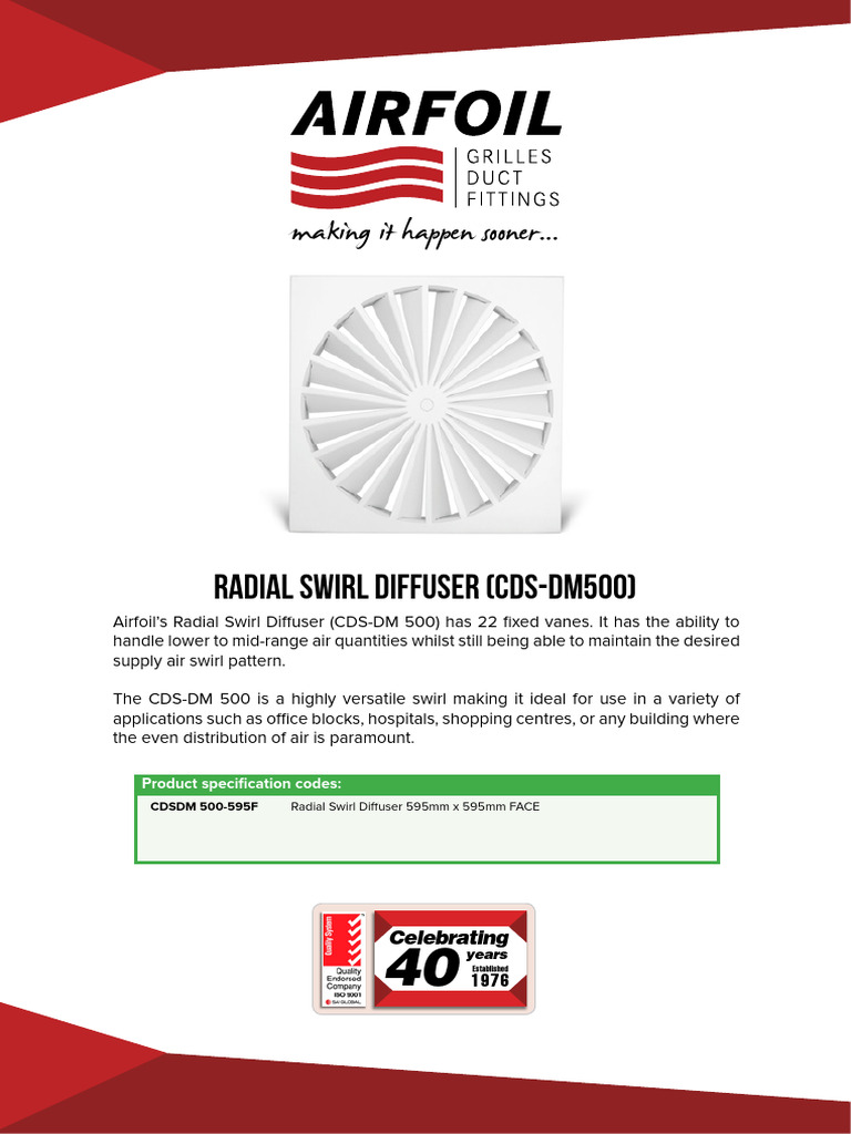 2.2 Radial Swirl Diffuser 500 CDS DM500 | PDF | Mechanical Engineering ...