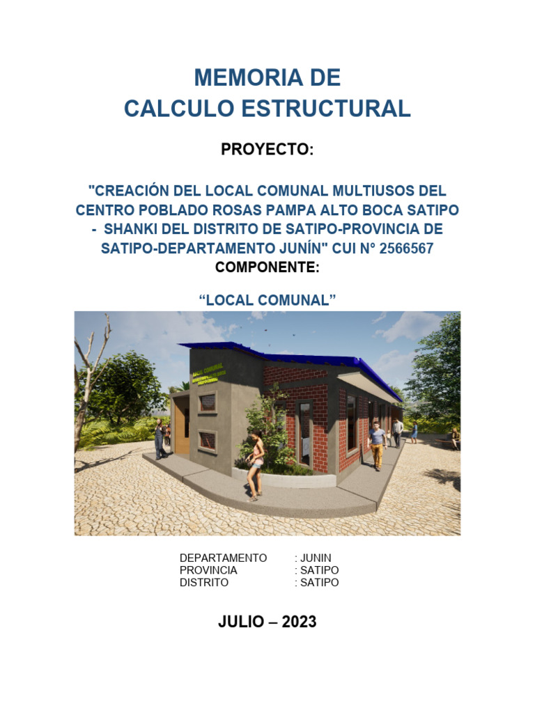 Memoria de Calculo Local Comunal | PDF