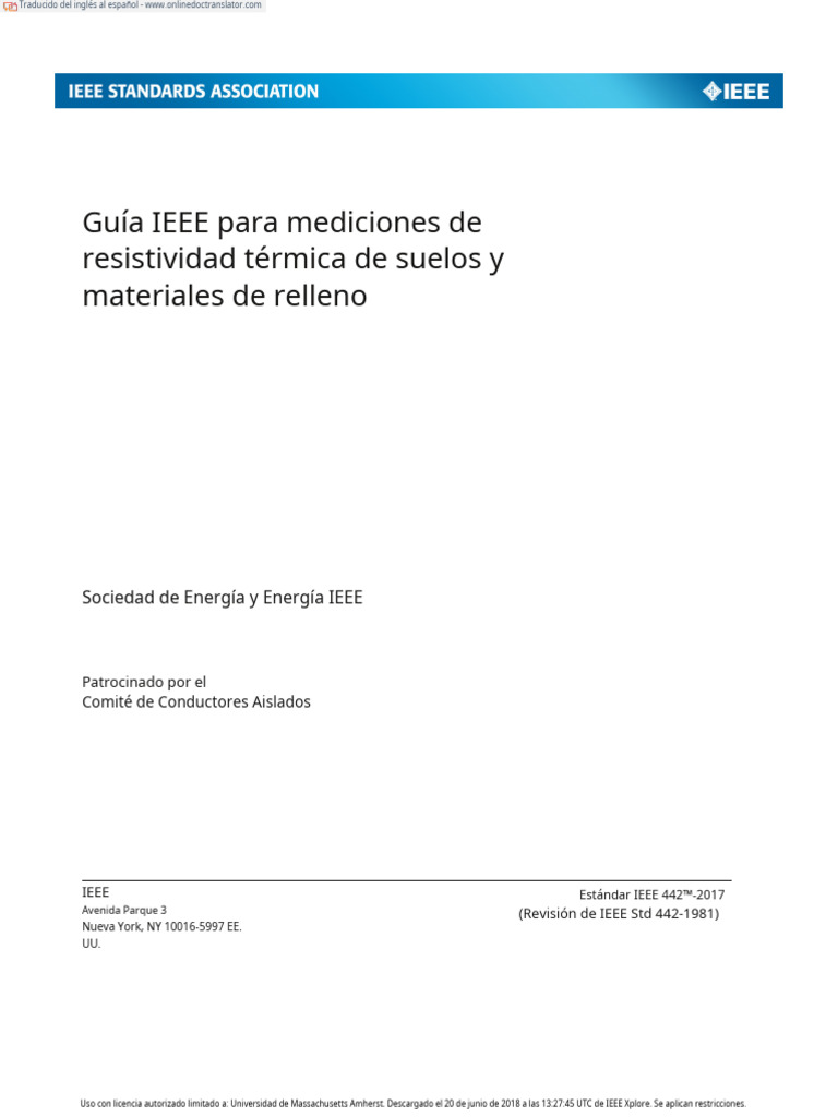 IEEE STD 442™ - (2017) - Ieee-Guide-For-Thermal-Resistivity ...
