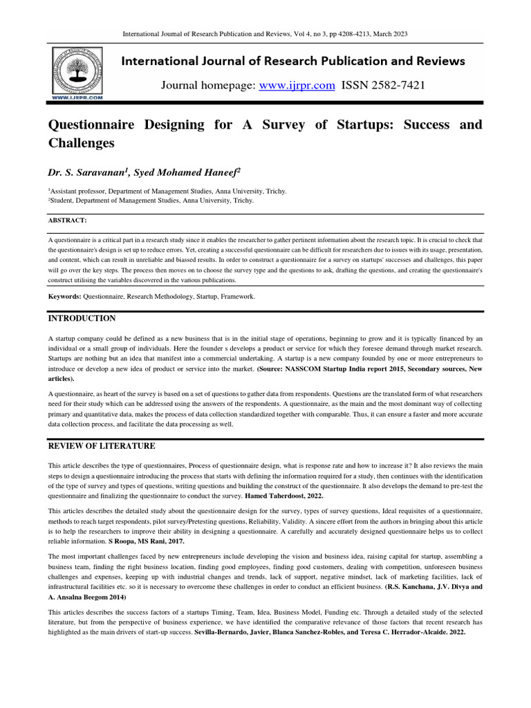 IJRPR10817 | PDF | Validity (Statistics) | Survey Methodology