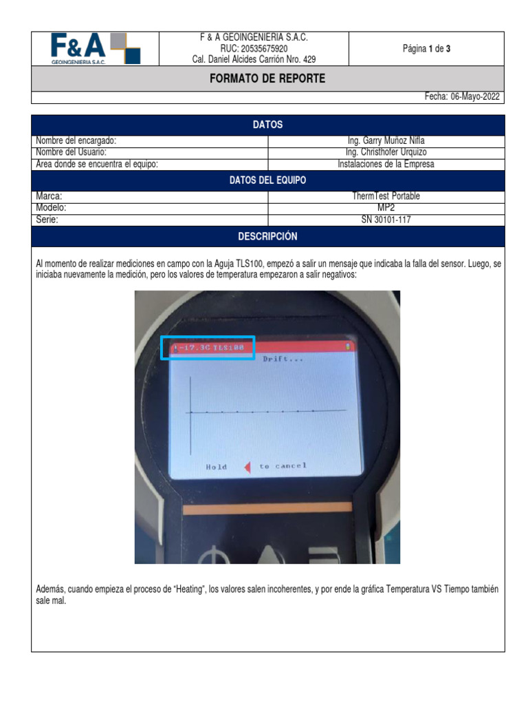 Reporte SENSOR TLS100 | PDF | Metrología | Science