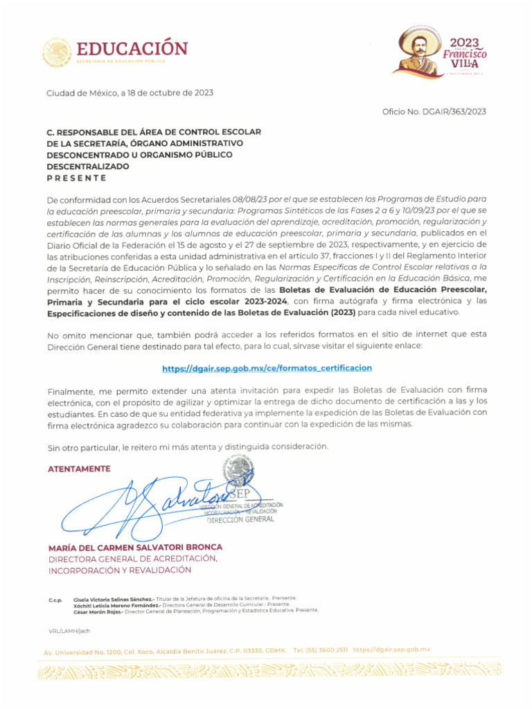 Anexo 1 Oficio DGAIR 363 2023 | PDF