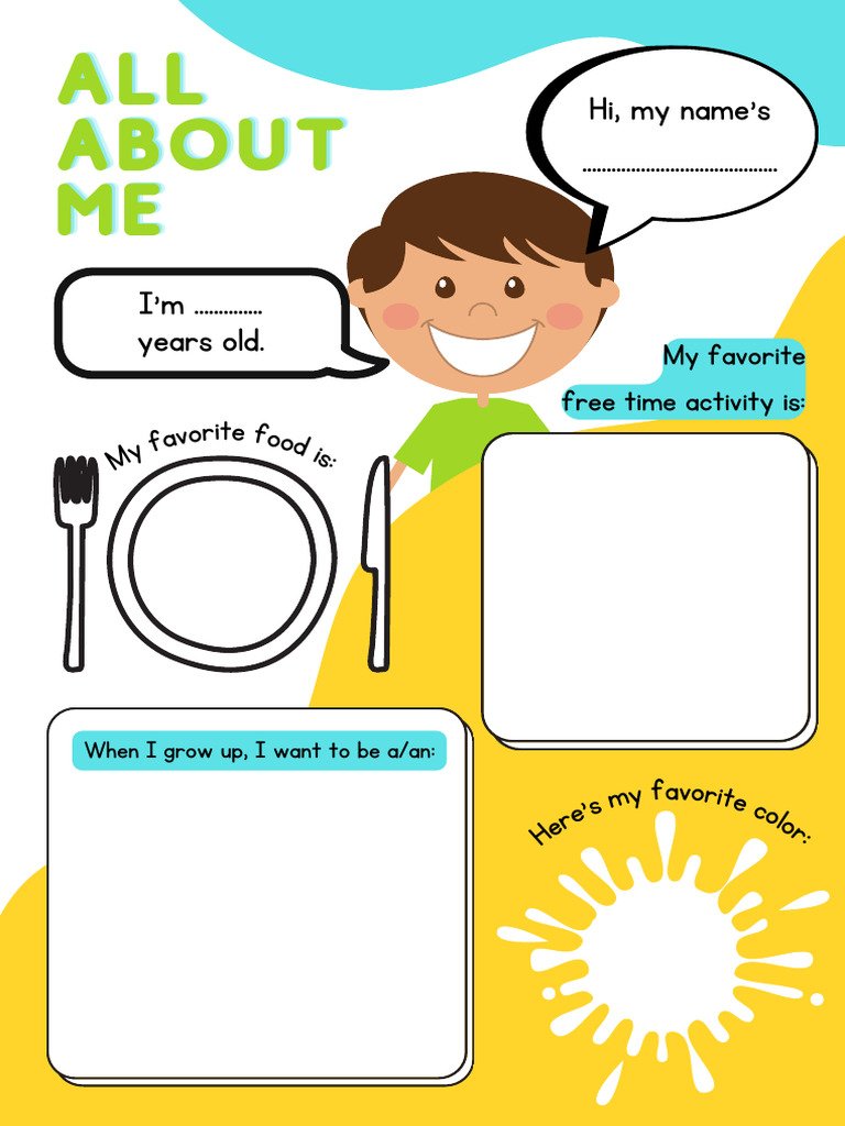 All About Me Handout CP CE1 | PDF