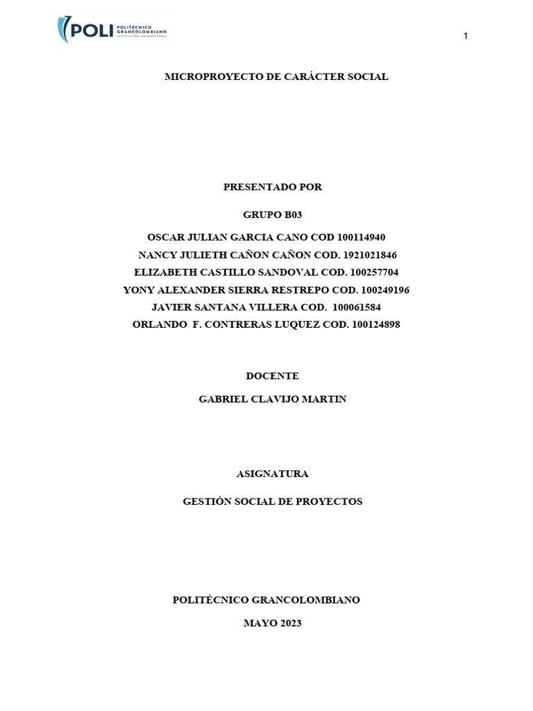 Entrega Gestion Social de Proyectos Definitivo | PDF | Prisión | Iniciativa empresarial