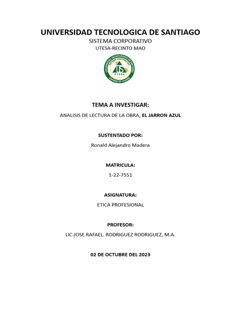 Analisis de Lectura El Jarron Azul | PDF