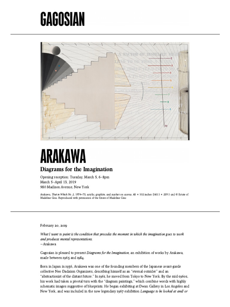 Arakawa 2019 Diagrams For The Imagination Gagosian 980 Madison Ave New York | PDF | Perception ...