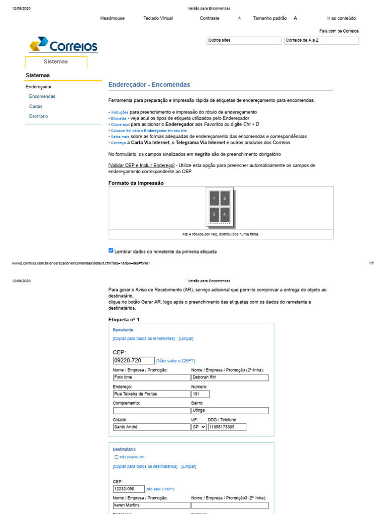 Versão para CORREIOS | PDF | Correio dos Estados Unidos | Informática