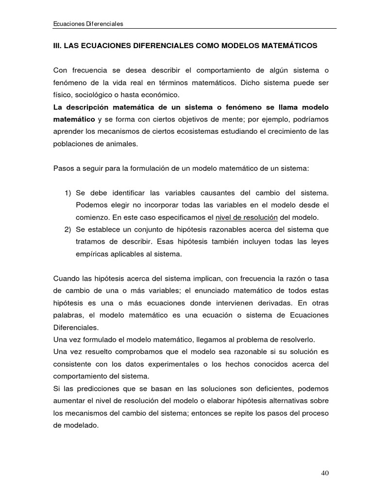 Las ecuaciones diferenciales como modelos matemáticos | PDF | Matemáticas | Modelo matemático