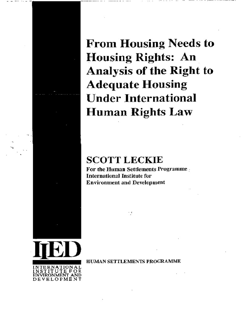 From Housing Needs To Housing Rights, An Analysis of The Right To ...