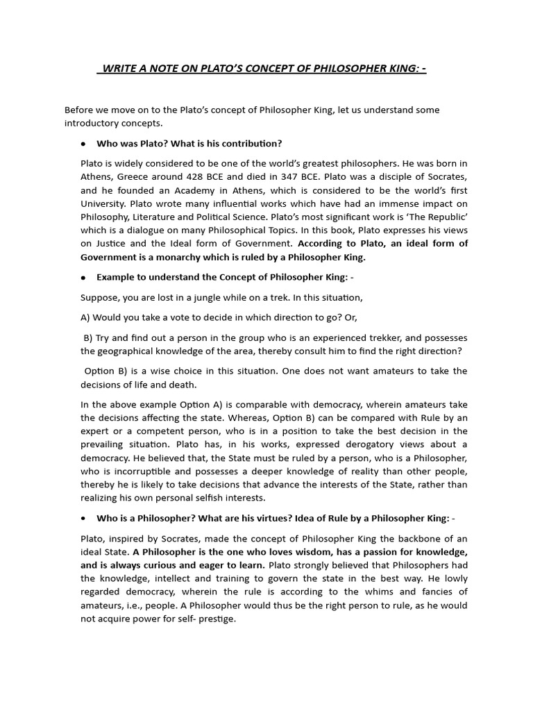 Philosopher King Concept - 043703 | PDF | Plato | Philosophical Theories