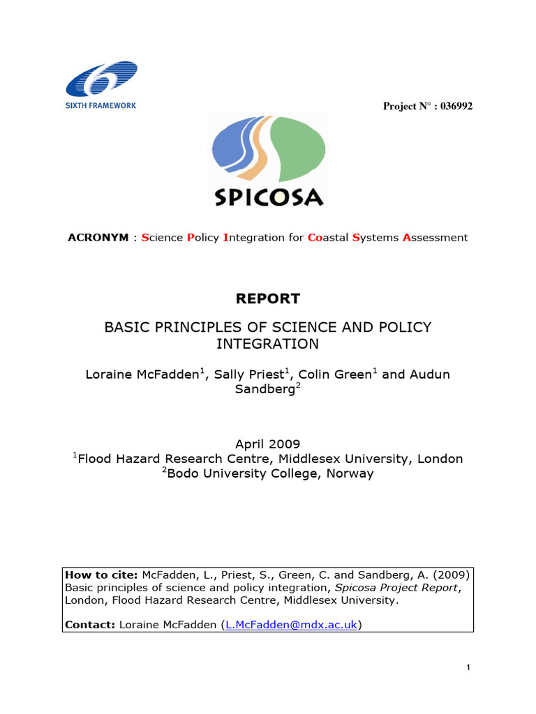 Basic Principles of Science and Policy Integration | PDF
