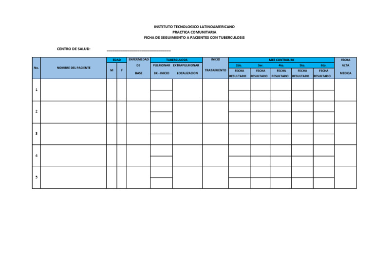 Ficha de Seguimiento A Pacientes Con Tuberculosis | PDF