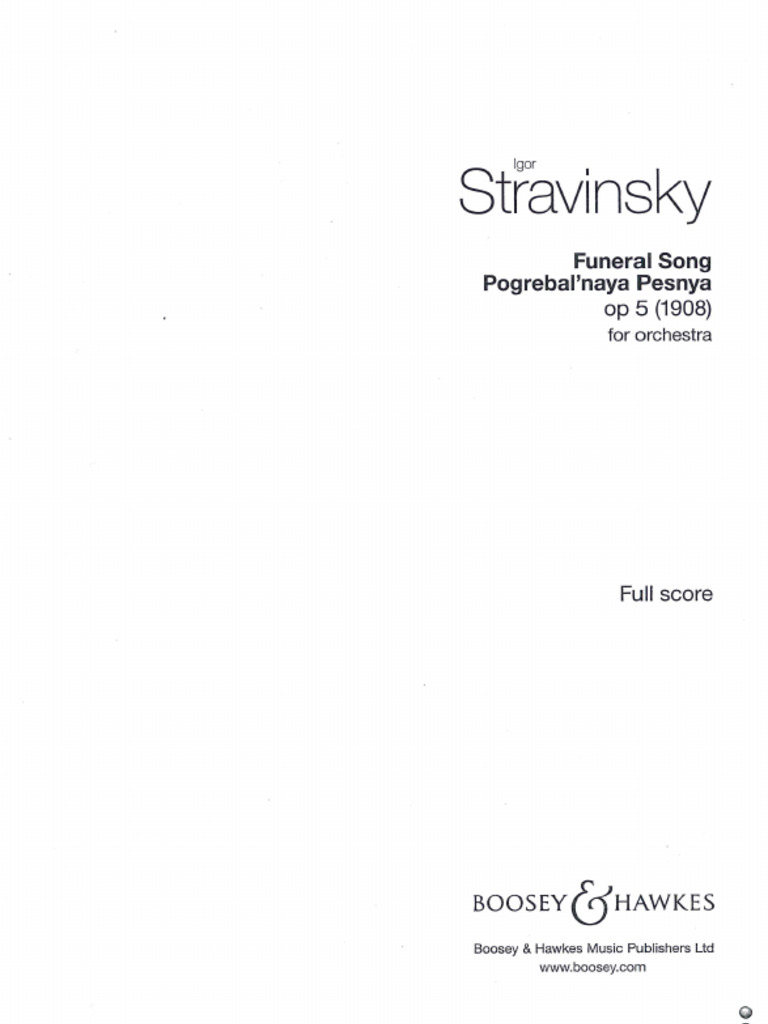 FS. STRAVINSKY. Canto Fúnebre | PDF