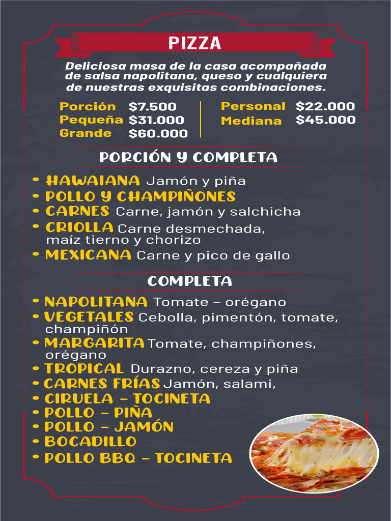 MENU - Pizza y Arepa | PDF