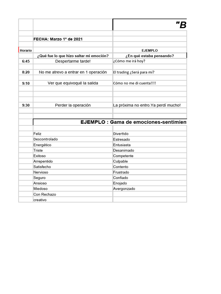 Bitacora Emocional | PDF