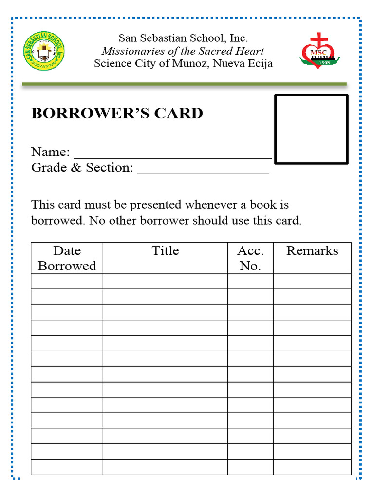 Borrowers Card | PDF | Finance & Money Management