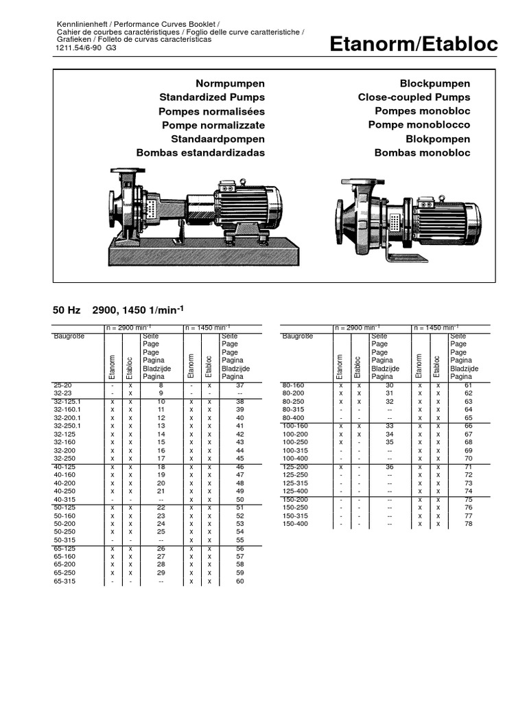 Caractéristiques Pompes KSB ETANORM | PDF