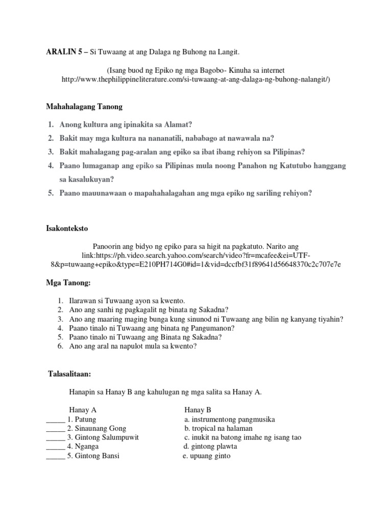 Bahagi NG Aralin Sa Modyul | PDF