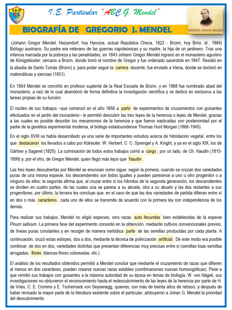 Biografia de Gregor Mendel | PDF | Biología