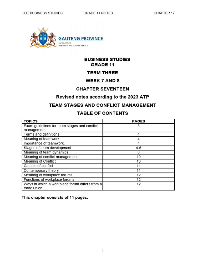 BUSINESS STUDIES GRADE 11 NOTES TEM 3 CHAPTER 17.edited | PDF ...