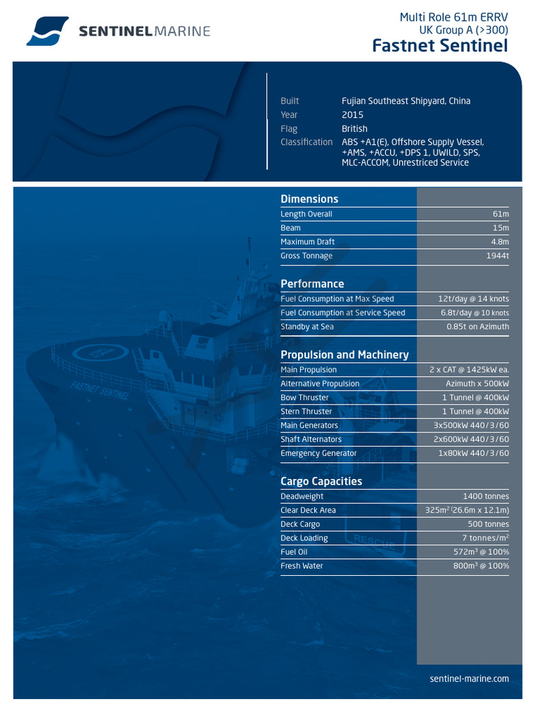 Fastnet Sentinel Data Sheet LO | PDF | Water Transport | Shipping